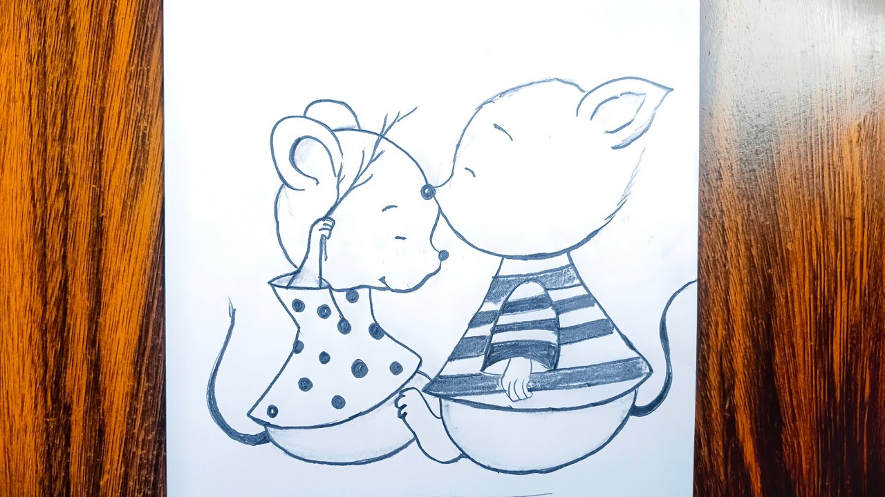 Two lovely mice pencil Drawing। cute drawing । easy drawing. - YouTube