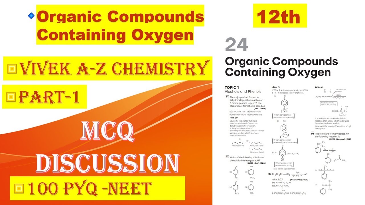 ORGANIC COMPOUNDS CONTAINING OXYGEN [ALCOHOL ,PHENOL& ETHER] - YouTube