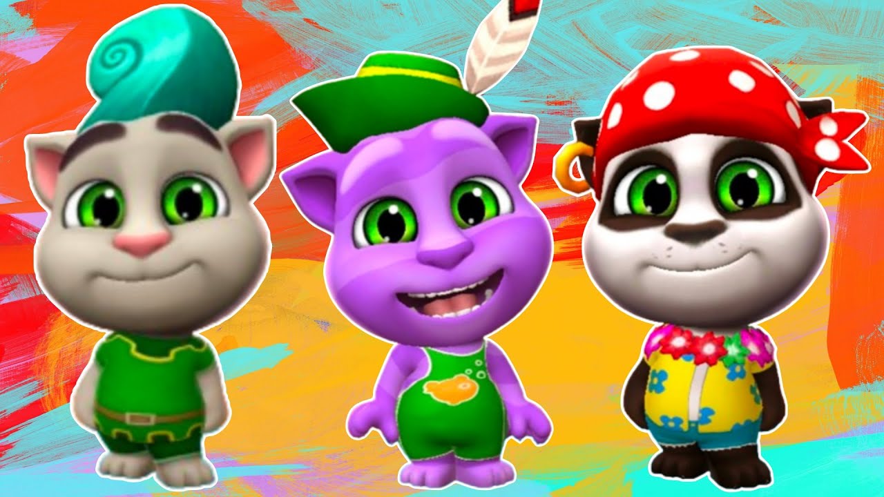 My Talking Tom 2 vs Candy Tom vs Panda Tom vs White Tom Gameplay - YouTube