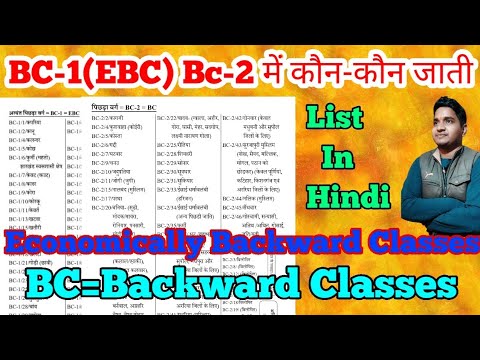 EBC में कौन-कौन से जाति आते हैं। EBC/BC-1 Castes। economically backward ...