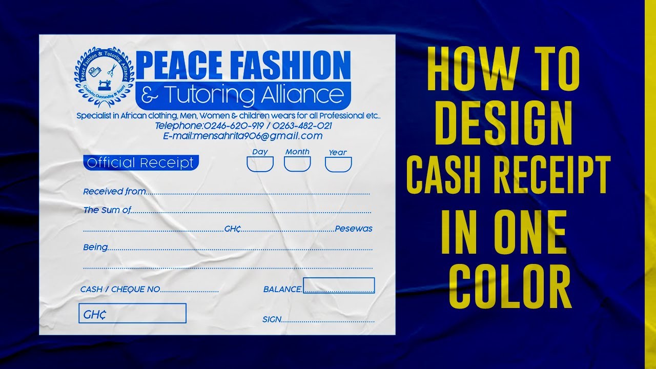 how to design official receipt in photoshop for mass printing | cash ...