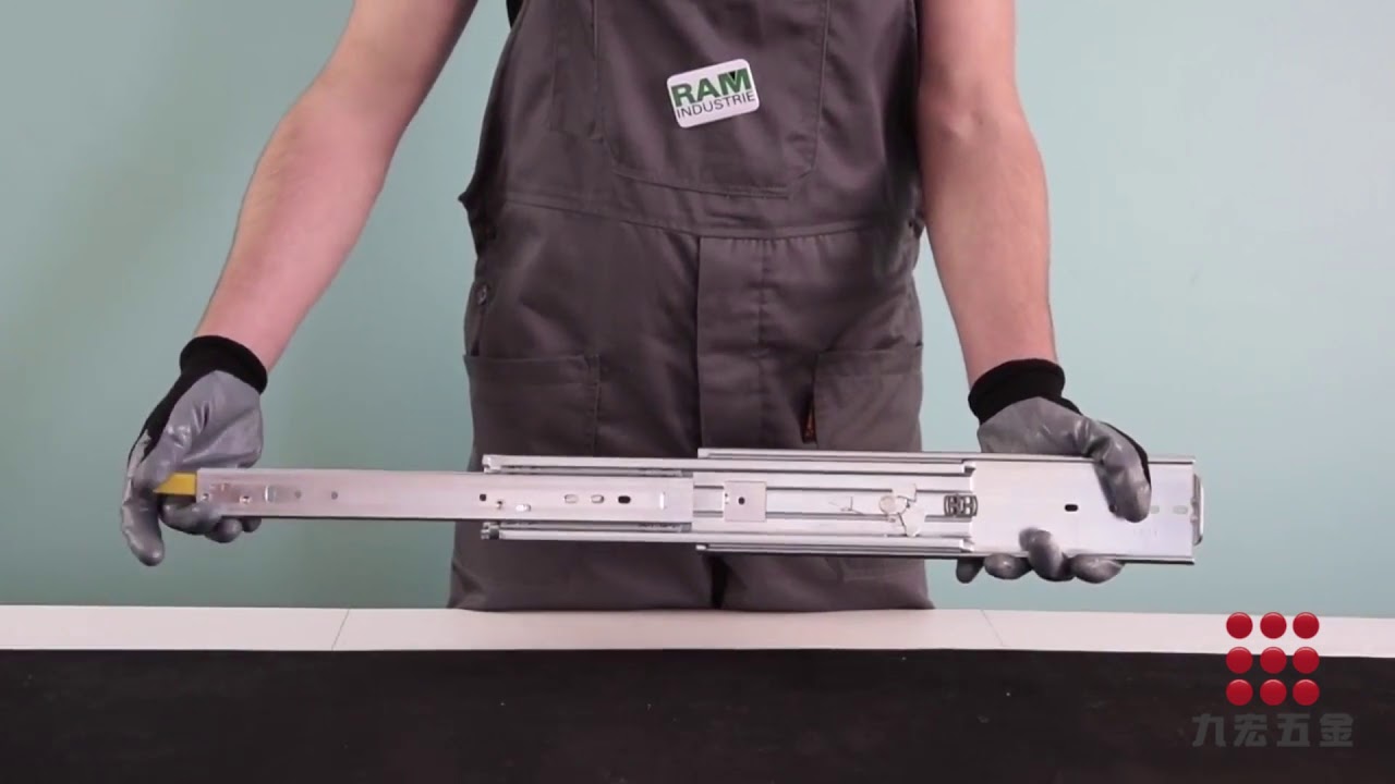 【九宏五金】義大利 RAM LO85 一般款/白鐵款 附擋超重型三節抽中滑軌 (180kg) - YouTube