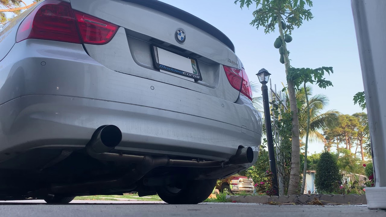 335i vrsf race exhaust with single vibrant resonator - YouTube