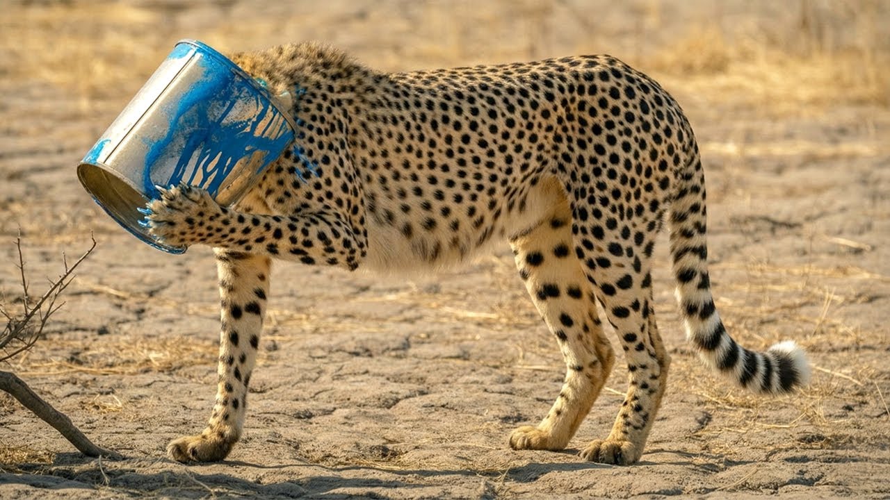 A Man Discovers a Cheetah Trapped with Paint Can on Its Head for 48 ...