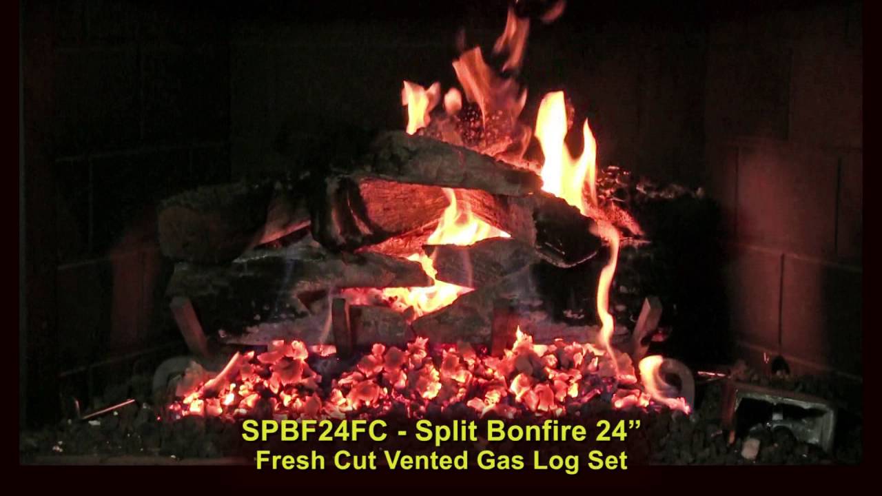 Split Bonfire 24" Fresh Cut Vented Log Set - YouTube