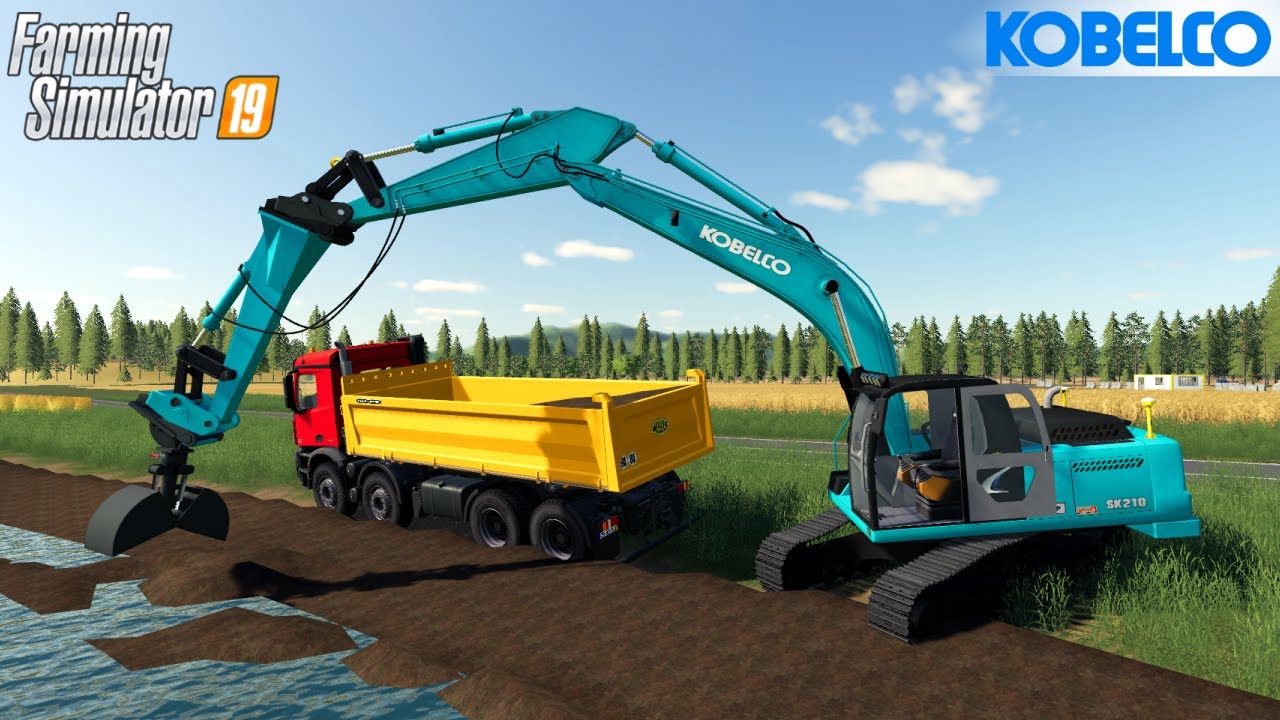 Farming Simulator 19 - KOBELCO Crawler Excavator Digging The Dirt From ...