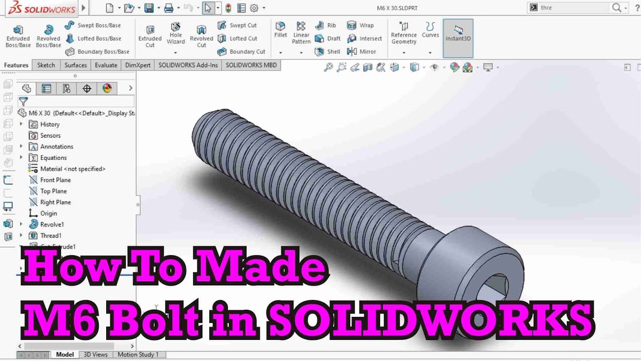 How To Made M6 Bolt in Solidworks - YouTube