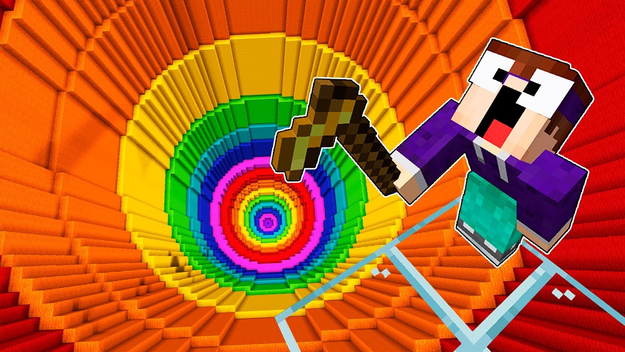 What ? I found a RAINBOW PIT in Minecraft ! What's INSIDE the BIGGEST ...