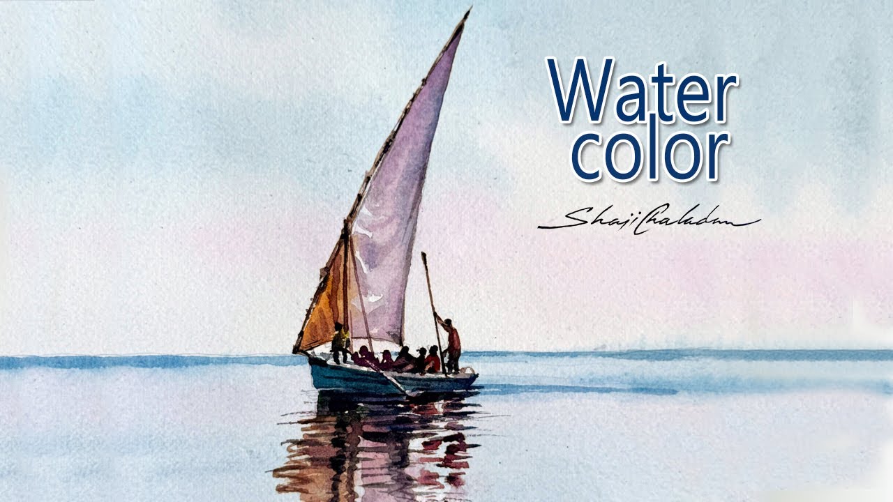 Watercolor Painting | Sailboat at Sea | Relaxing Seascape Tutorial for ...