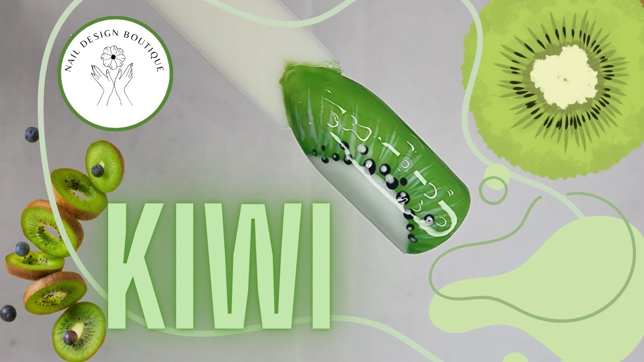 Kiwi design|kiwi fruit nail art tutorial - YouTube