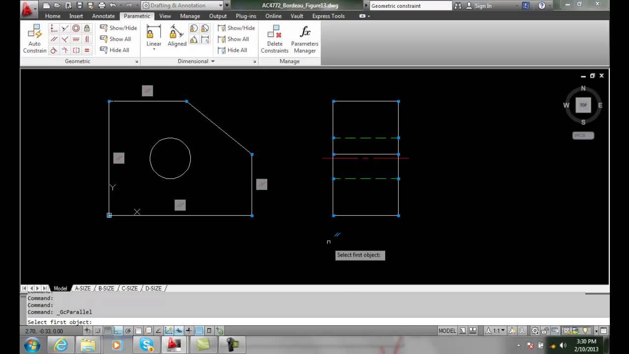 AutoCAD II 22-9 Parallel and Perpendicular Constraints - YouTube