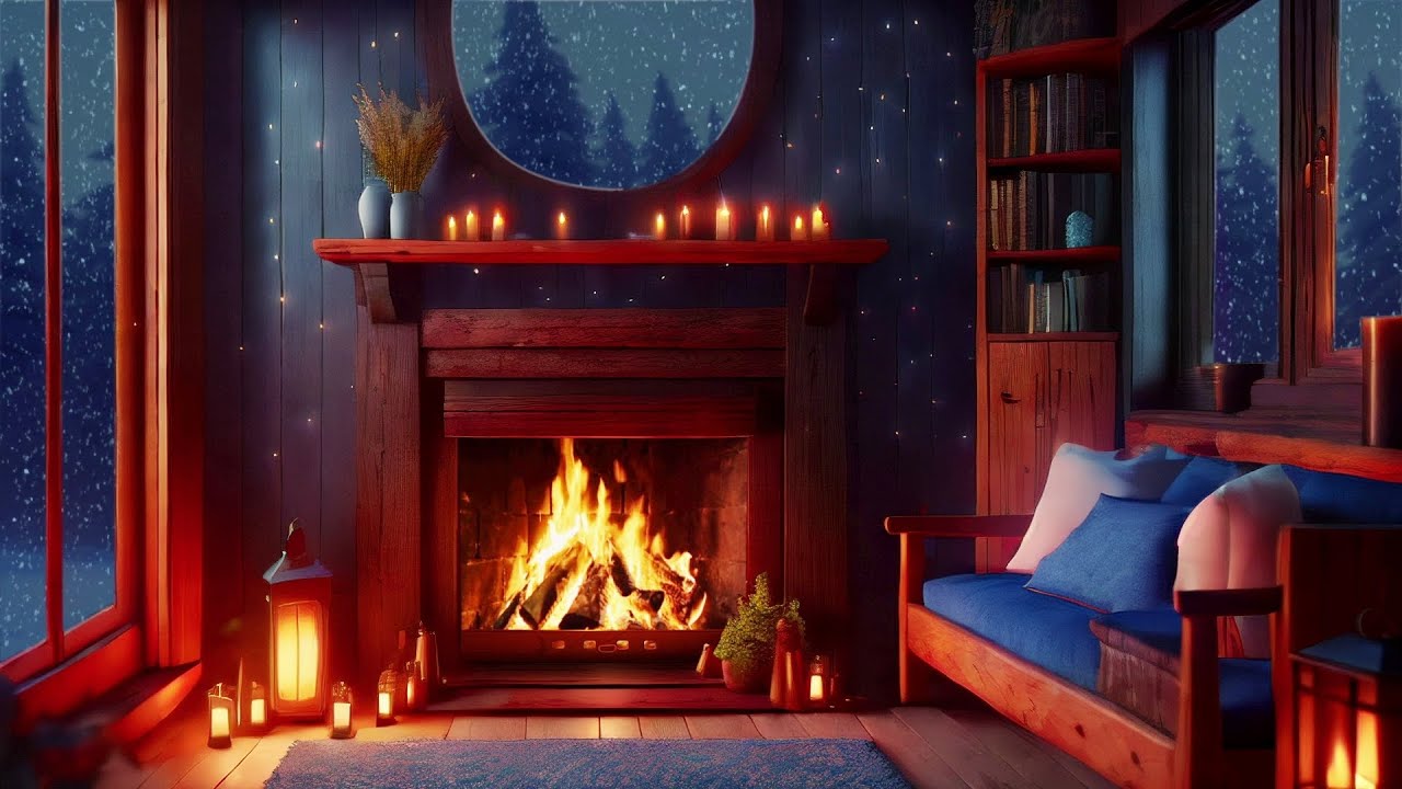 Cozy Interior with Fireplace - Relaxing Fireplace Sounds - YouTube