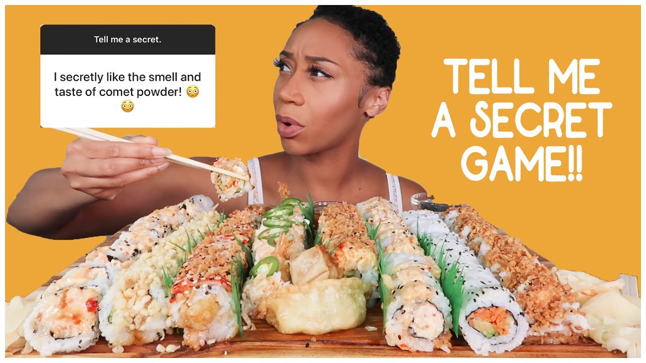 GIANT SUSHI MUKBANG + Viewers Confess Secrets! - YouTube