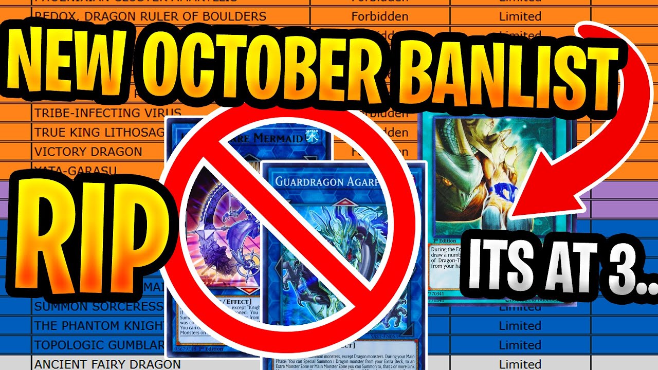 New Yugioh October 2019 Banlist TCG GAURD DRAGON ORCUST BANNED Yugioh ...