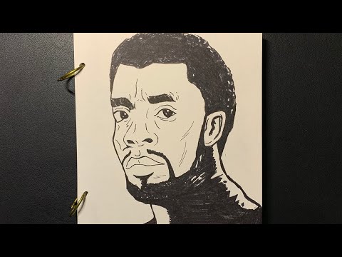 How to draw Chadwick Boseman (Black Panther) | Speed Sketching Marvel ...