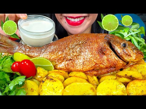 ASMR TANDOORI GRILLED FISH, POTATOES, CORIANDER MUKBANG MASSIVE Eating Sounds