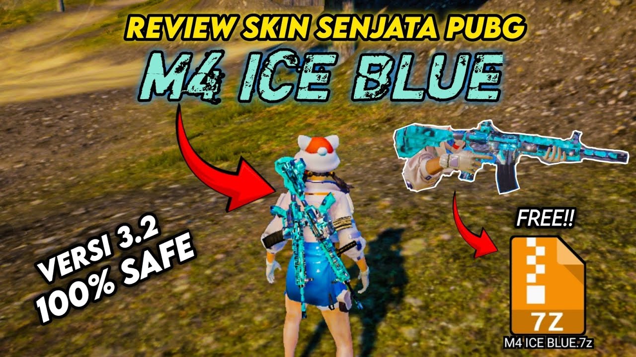 REVIEW SKIN SENJATA PUBG ‼️ SKIN " M4 ICE BLUE " FREE!! - YouTube