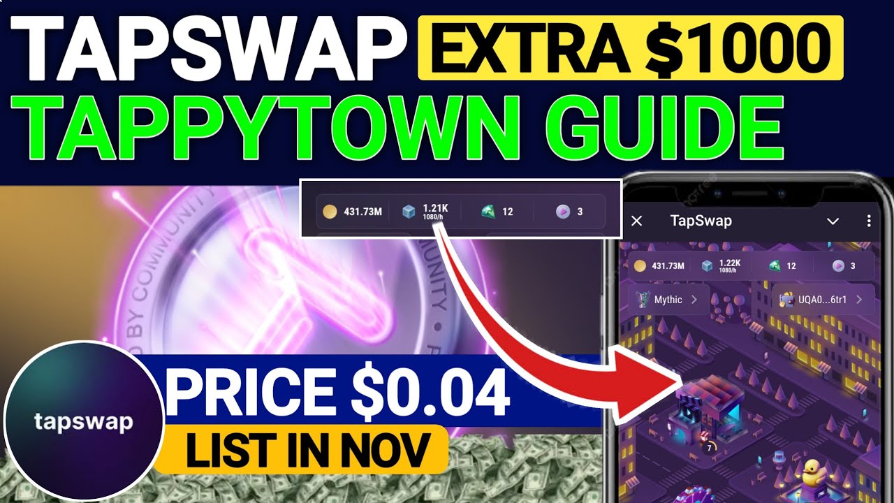 Tapswap Mining Tappy Town Full Guide Get Extra $1000 | Tapswap Price $0 ...