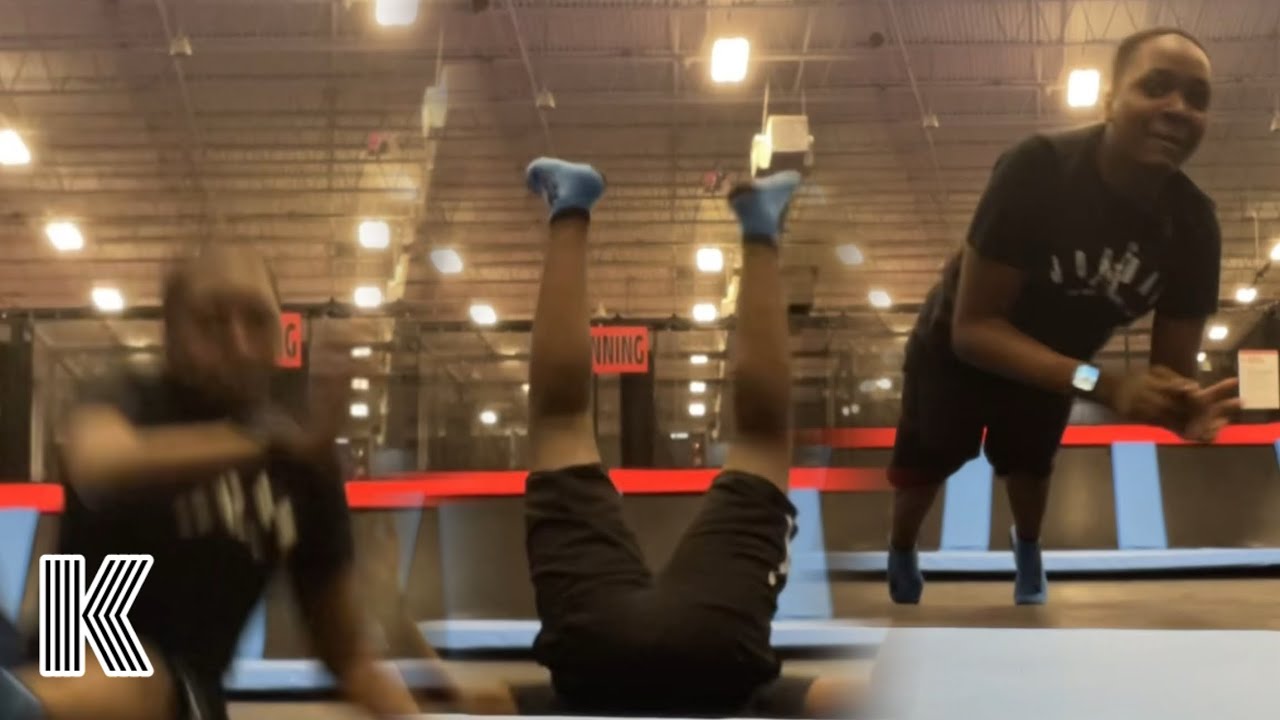 Jumping on the trampoline with slow motion - YouTube