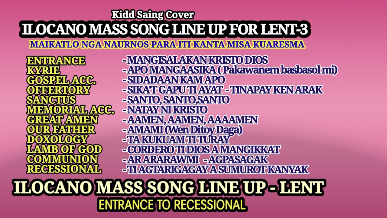 KANTA PARA ITI MISA ILOCANO KUARESMA, Ilocano mass song line up for ...