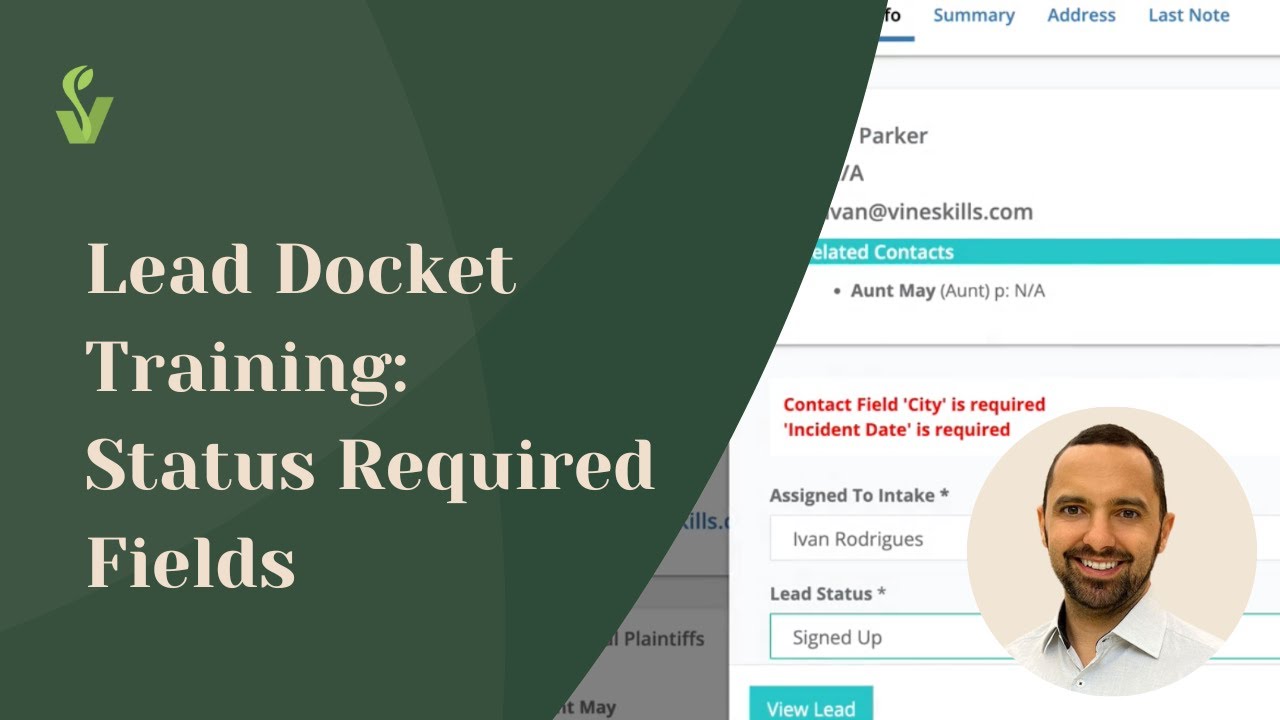 Lead Docket Training: Status Required Fields - YouTube