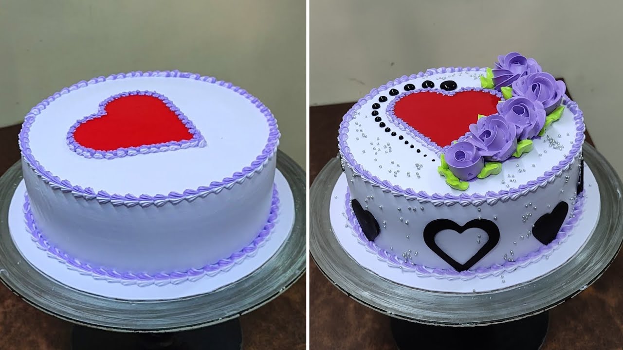 Light Purple Mini 💜 Heart Cake design | 1 Kg Cake Design Video ...