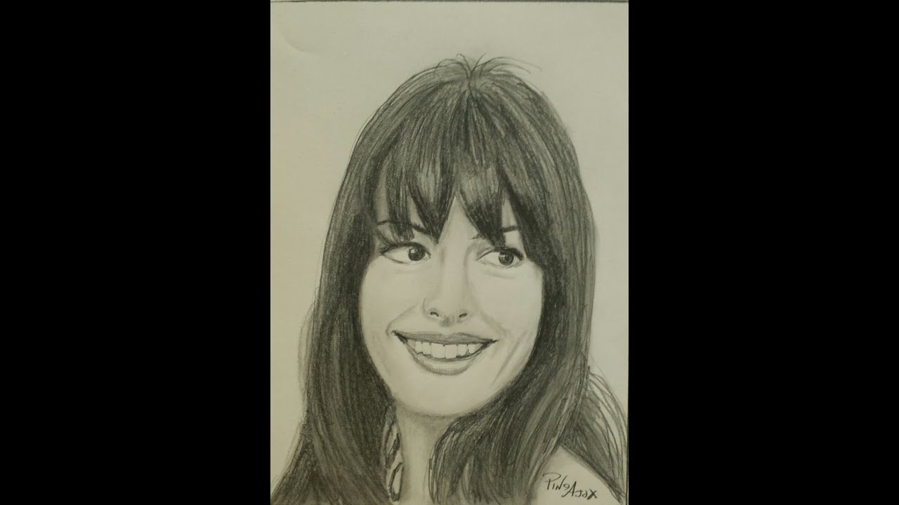 Drawing Anne Hathaway - YouTube
