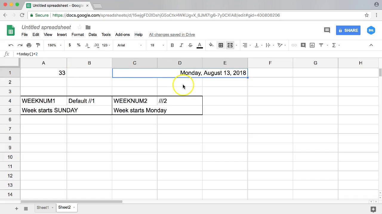Google Sheets Weeknum Function 2018 - YouTube