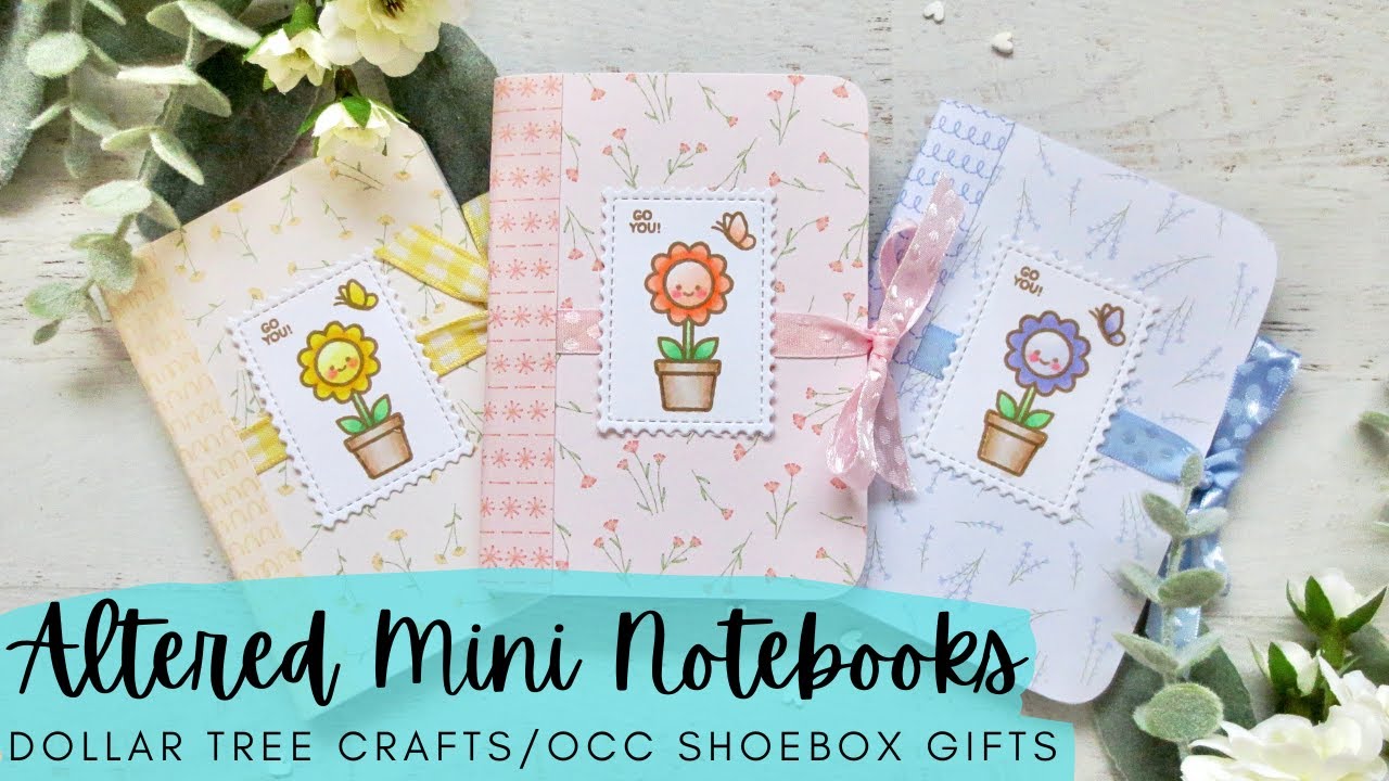 Altered Mini Composition Notebooks | Dollar Tree Crafts | Lawn Fawn | OCC Shoebox Gifts - YouTube