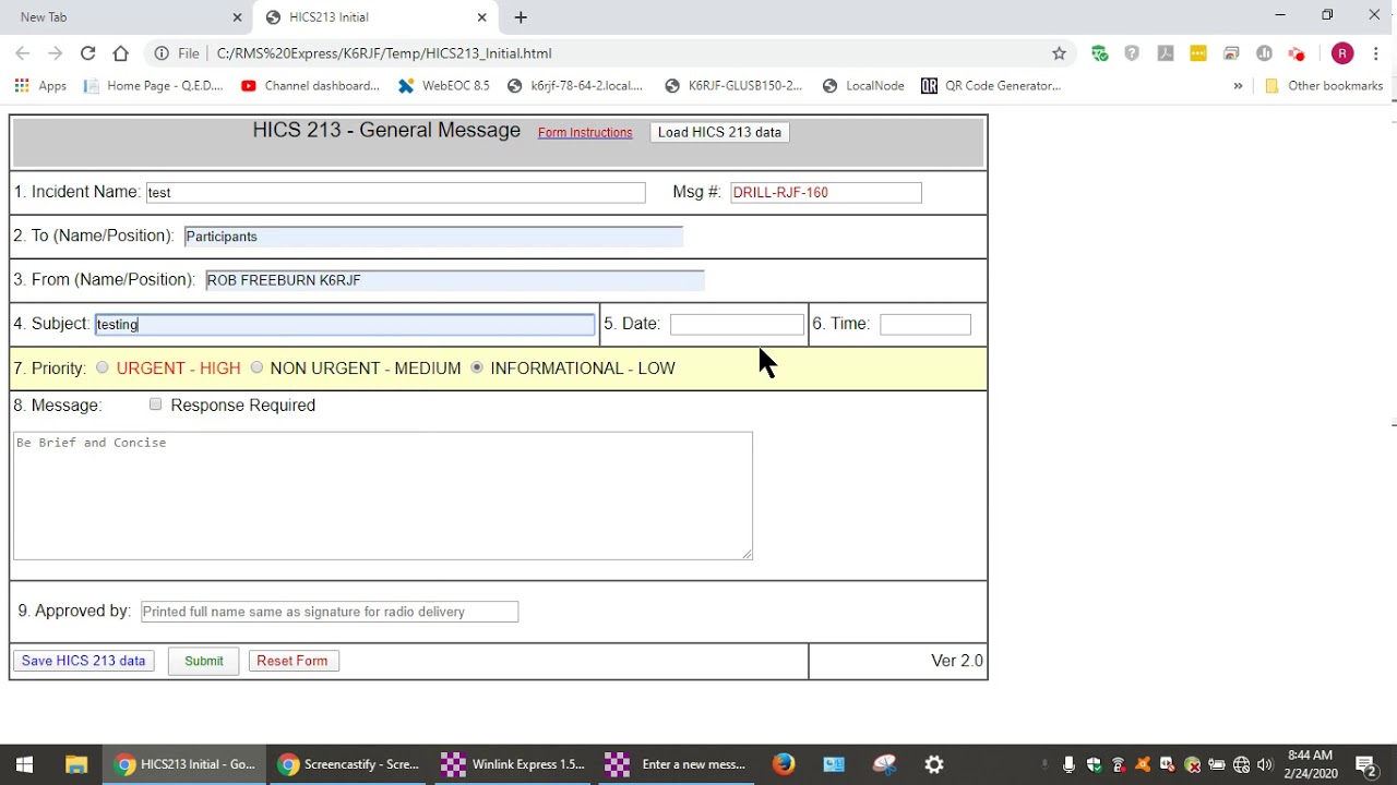 4. How to send an HICS 213 form using Winlink Express software - YouTube