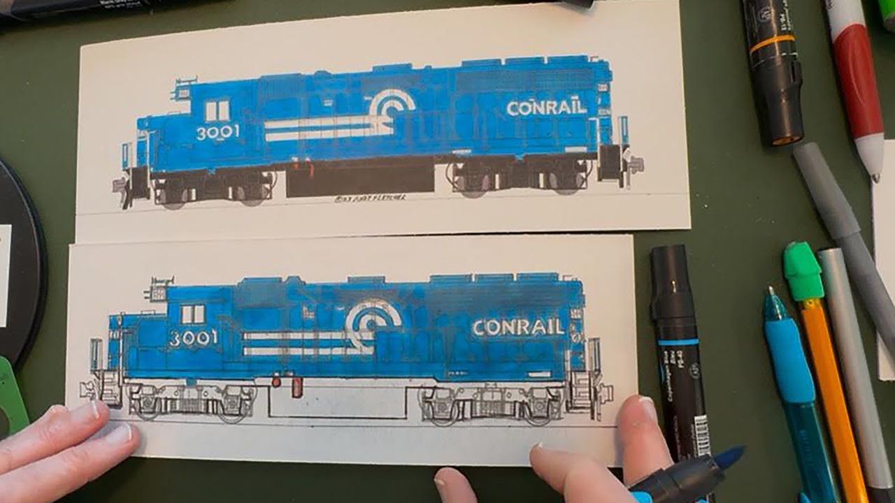 Conrail GP40 #3001 Drawing Demonstration Part 8 by Andy Fletcher ...