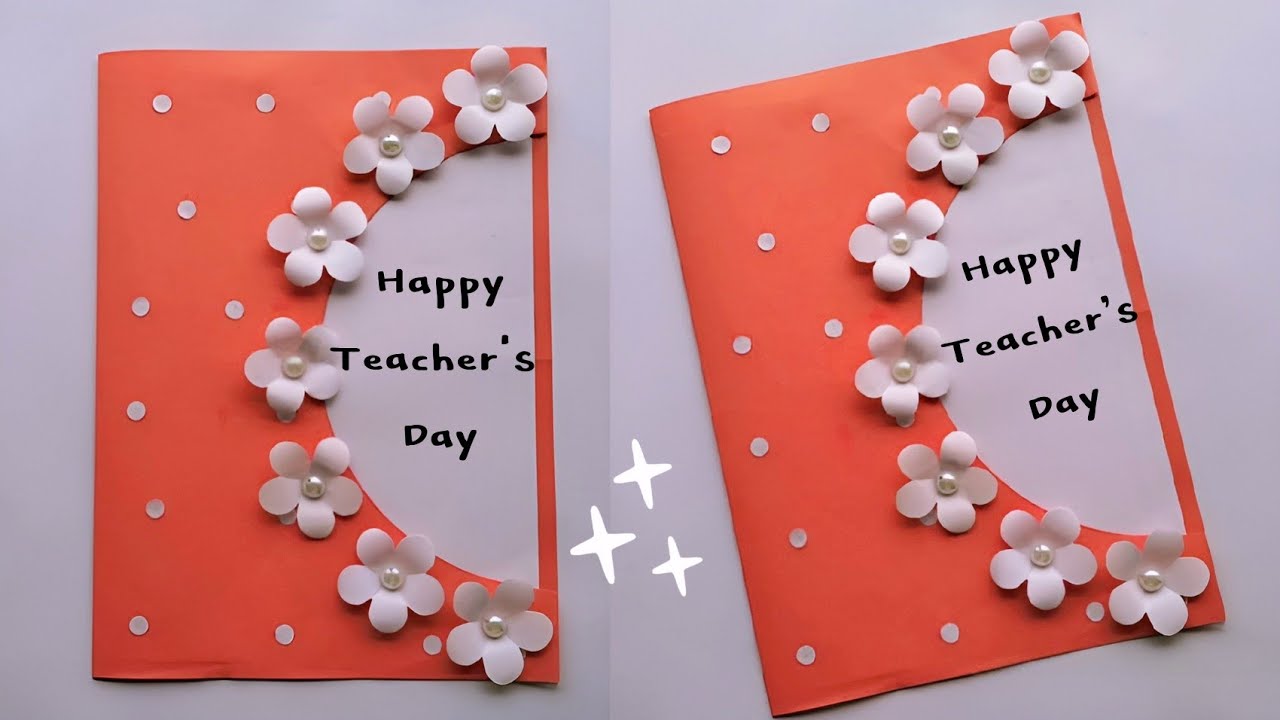 Beautiful teachers day card making from red a4 paper/easy way to make ...