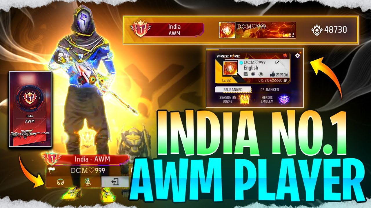 India No.1 AWM Player 🔥 | Region Wins Top 1 Player | Season 35 - YouTube