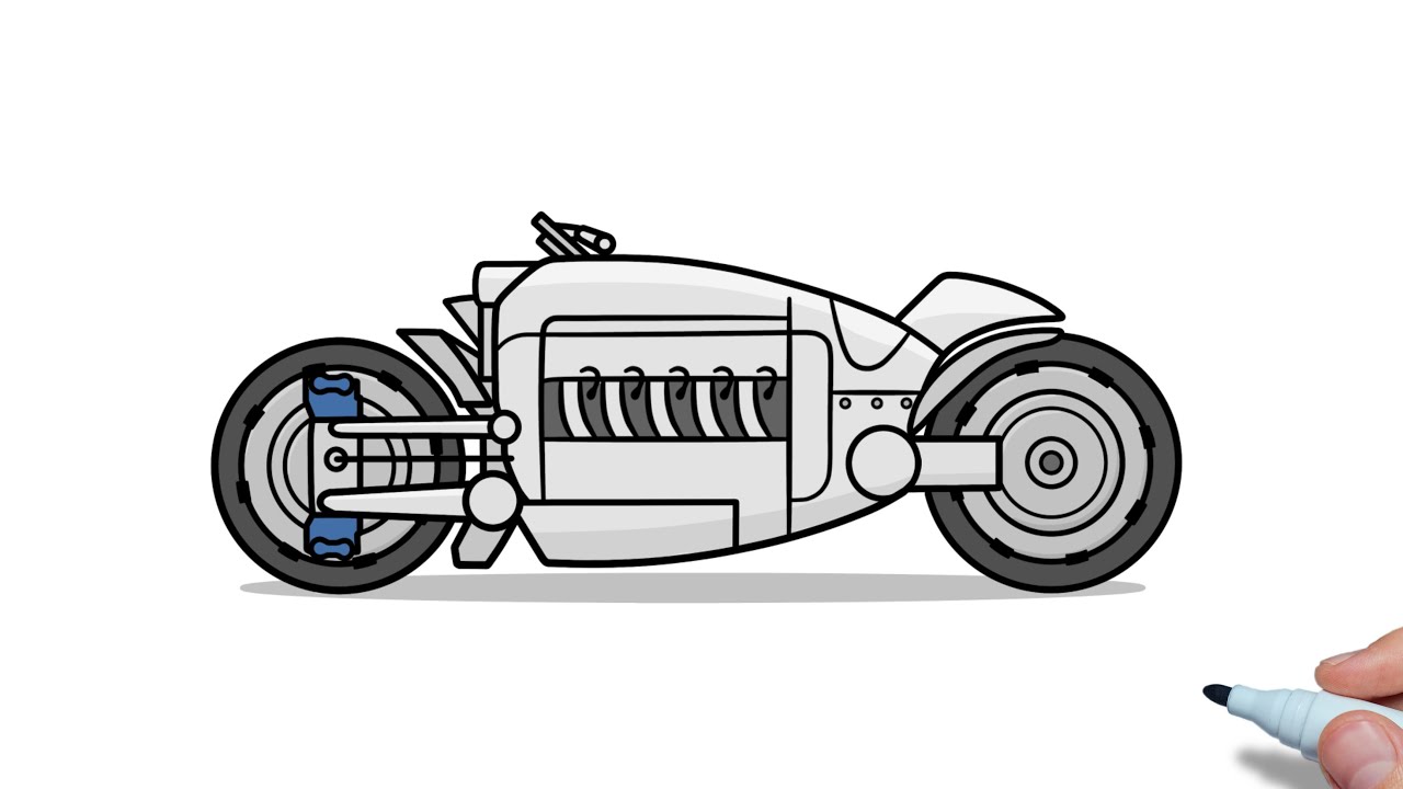How to draw a DODGE TOMAHAWK Bike easy | Drawing dodge tomahawk ...