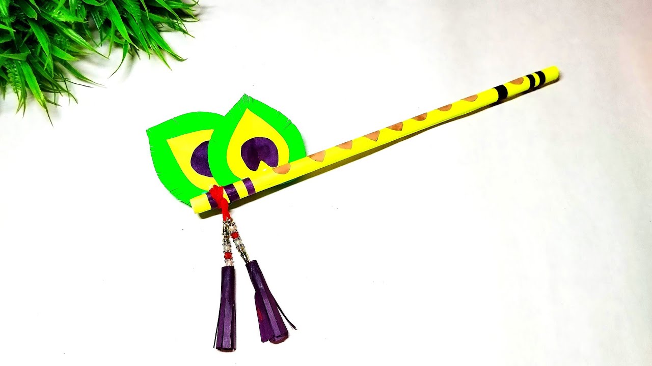 Paper flute for krishana / DIY paper bansuri/ How to make paper flute ...