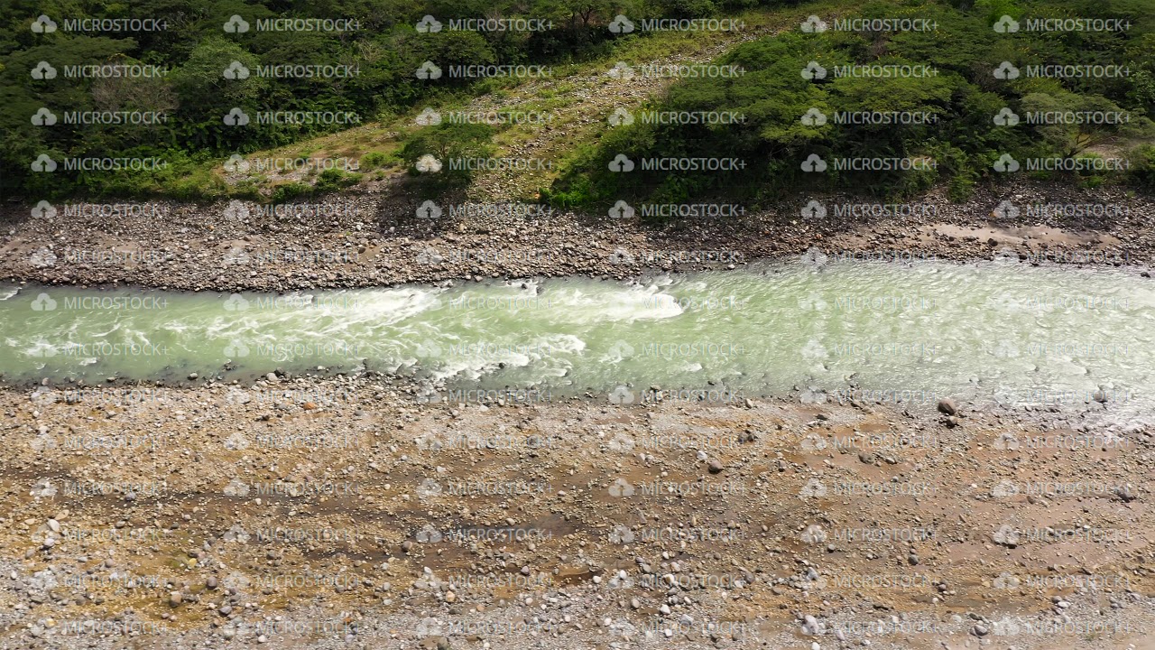 Mountain river water stream, top view. - YouTube