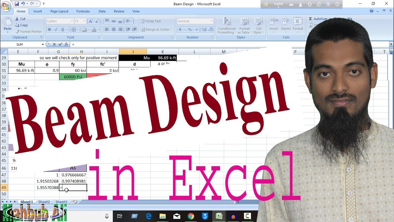 Beam Design in Excel #MahbubAli - YouTube