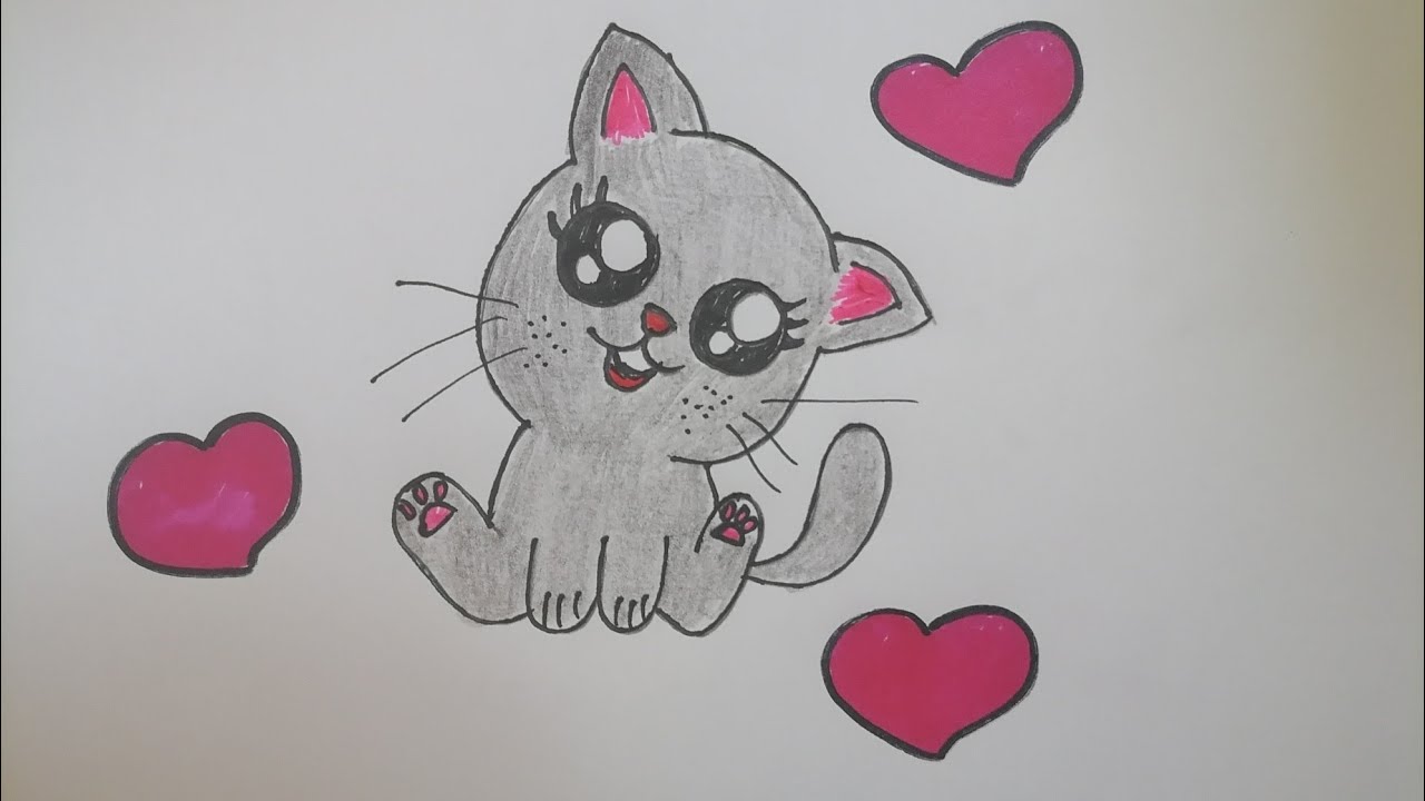 Como dibujar un gato facil/How to draw a cat in 5 minutes🐈 - YouTube