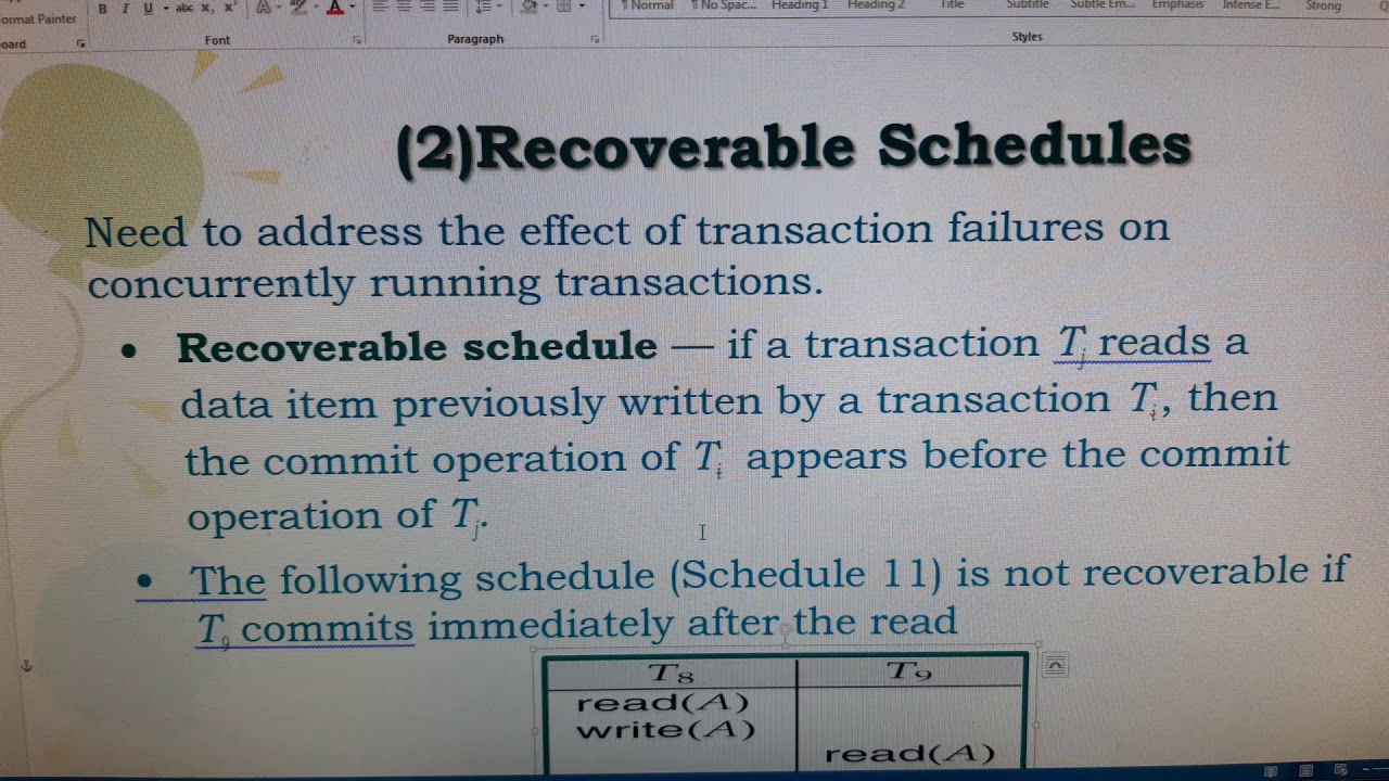 Recoverable ScheduleDBMS - YouTube
