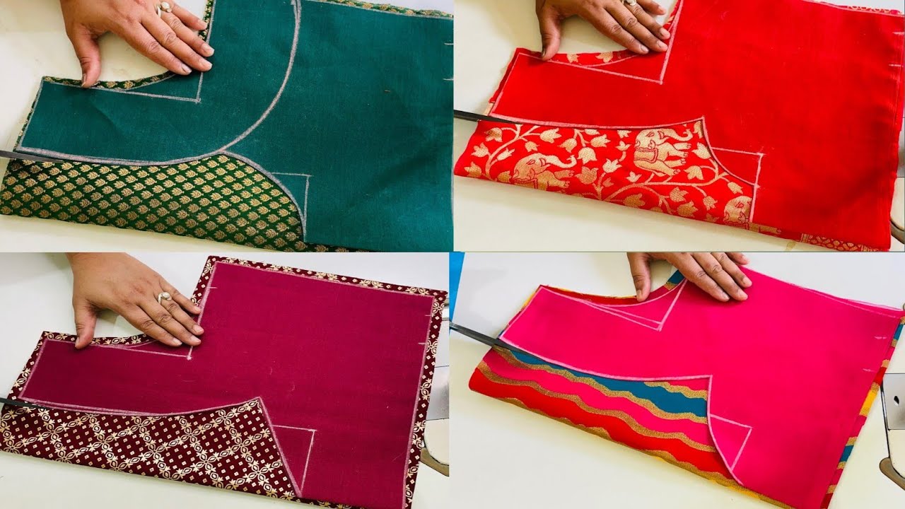4 Blouse Back Neck Design Cutting and Stitching Back Side Design - YouTube