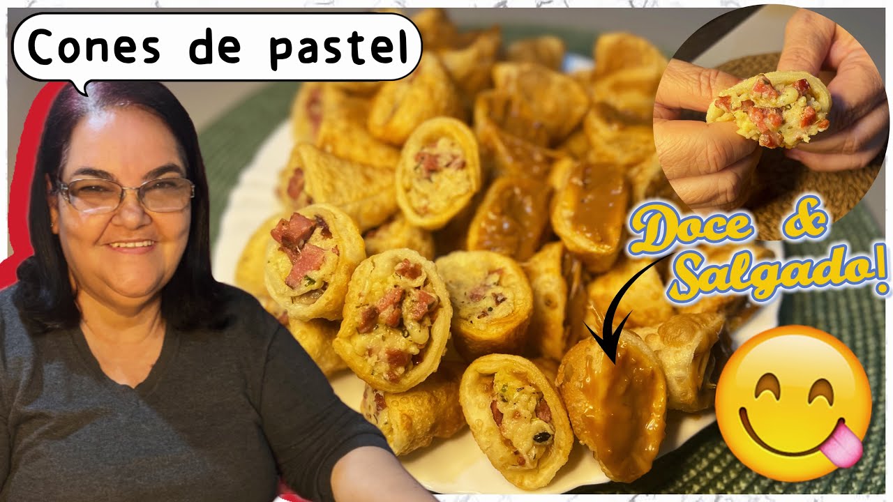 CONES DOCE E SALGADO • FEITOS COM MASSA DE PASTEL • RECEITINHA PARA O ...