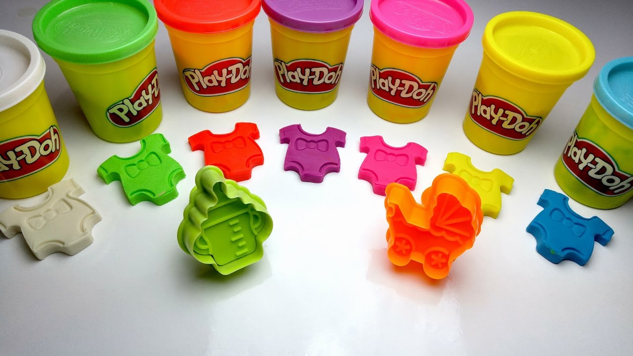 Learn colors with Play Doh baby bottle and stroller molds - YouTube