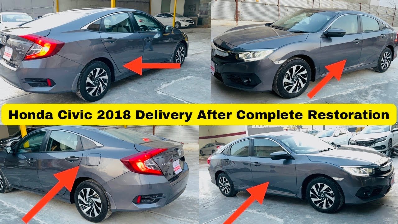 Crash Accidental Honda Civic 2018 Delivery After Complete Restoration ...