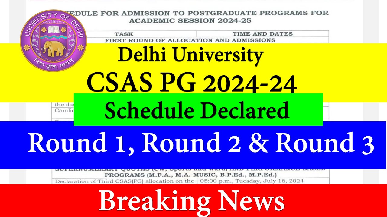 DU CSAS PG 2024 Round 1, Round 2 & Round 3 Official Dates Declared 🔥 ...