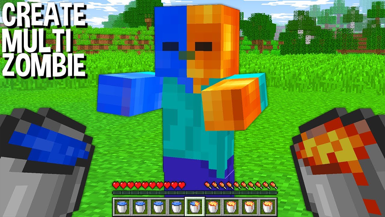 How to create MULTI LAVA and WATER ZOMBIE in Minecraft ? NEW ULTRA MOB ...