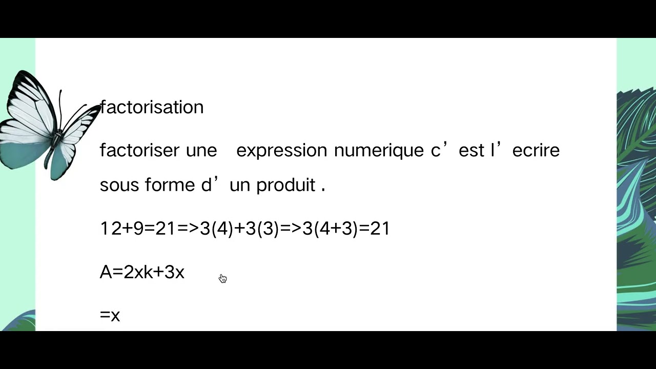 explication technique factorisation puis exemple a avec corriger - YouTube