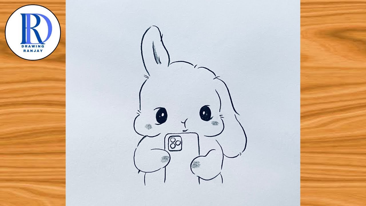 How to draw a Rabbit holding an IPhone ||Pencil drawing - YouTube