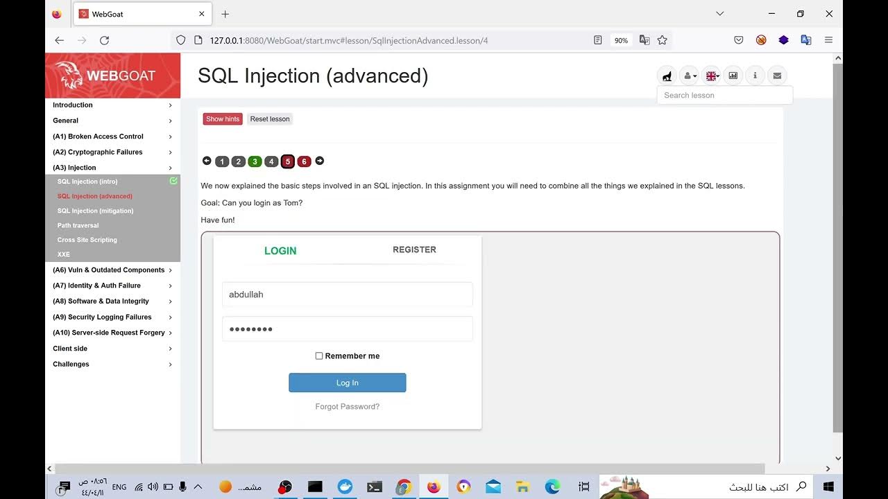 Webgoat Sql Injection Advanced Youtube