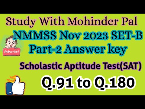 NMMSS Nov 2023 SET-B Part-2 Answer key - YouTube