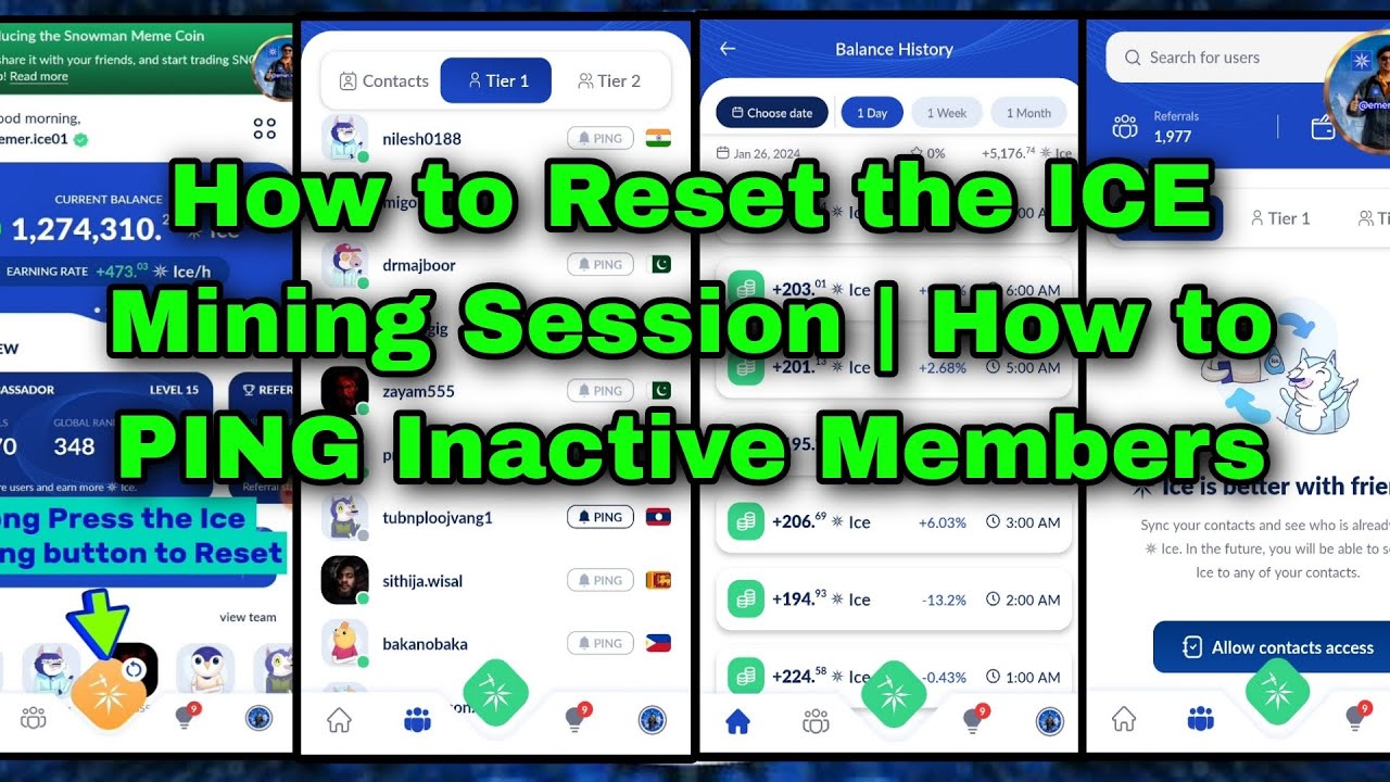 How to Reset the ICE Mining Session | How to PING Inactive Members in ...